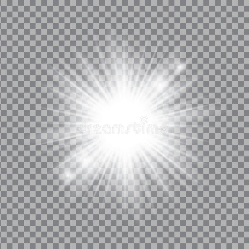 White Light Glow Effect, Light Rays. Radiant Flash, Lens Flare, Vector ...