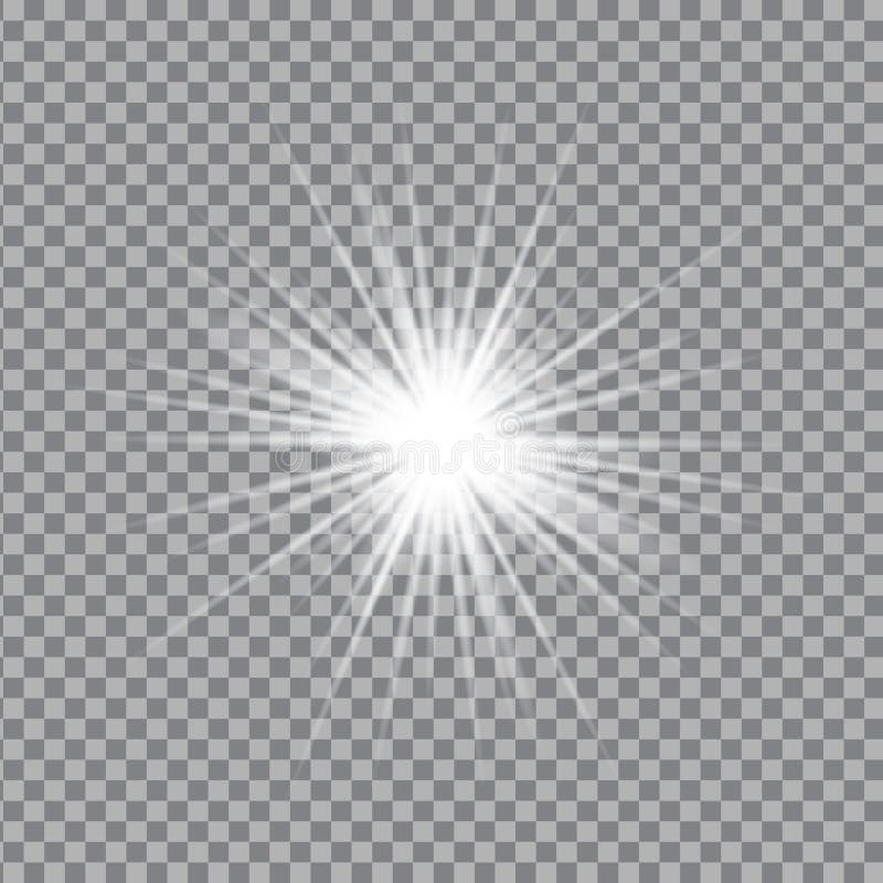 White Light Glow Effect, Light Rays. Radiant Flash, Lens Flare, Vector ...