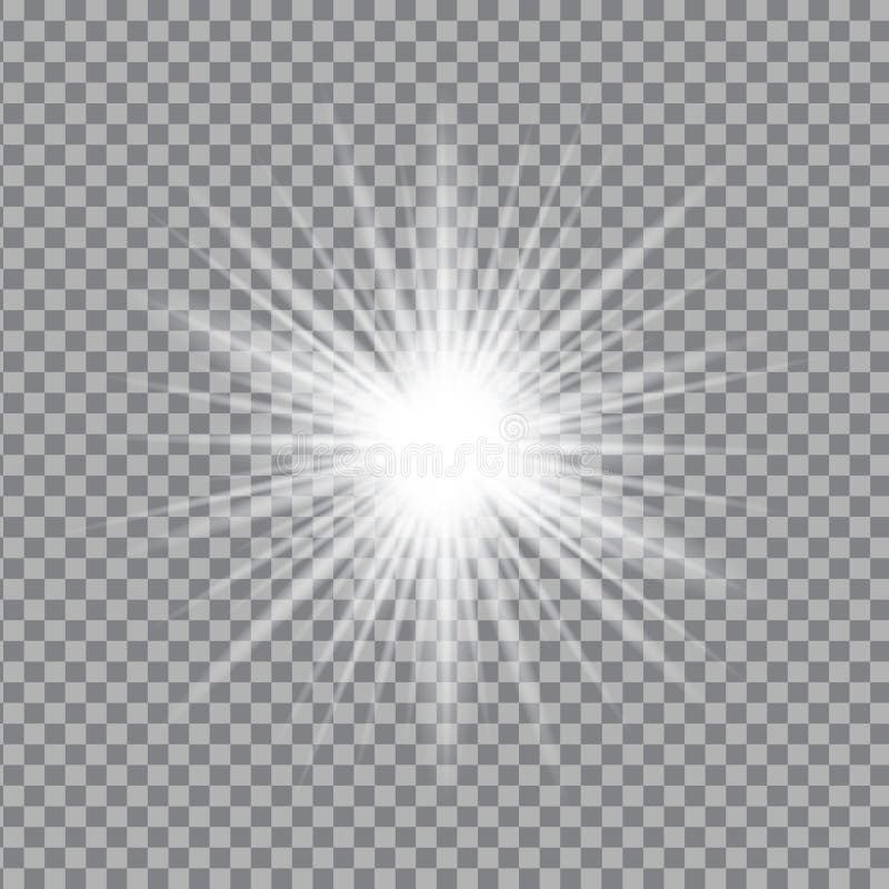 White Light Glow Effect, Light Rays. Radiant Flash, Lens Flare, Vector ...