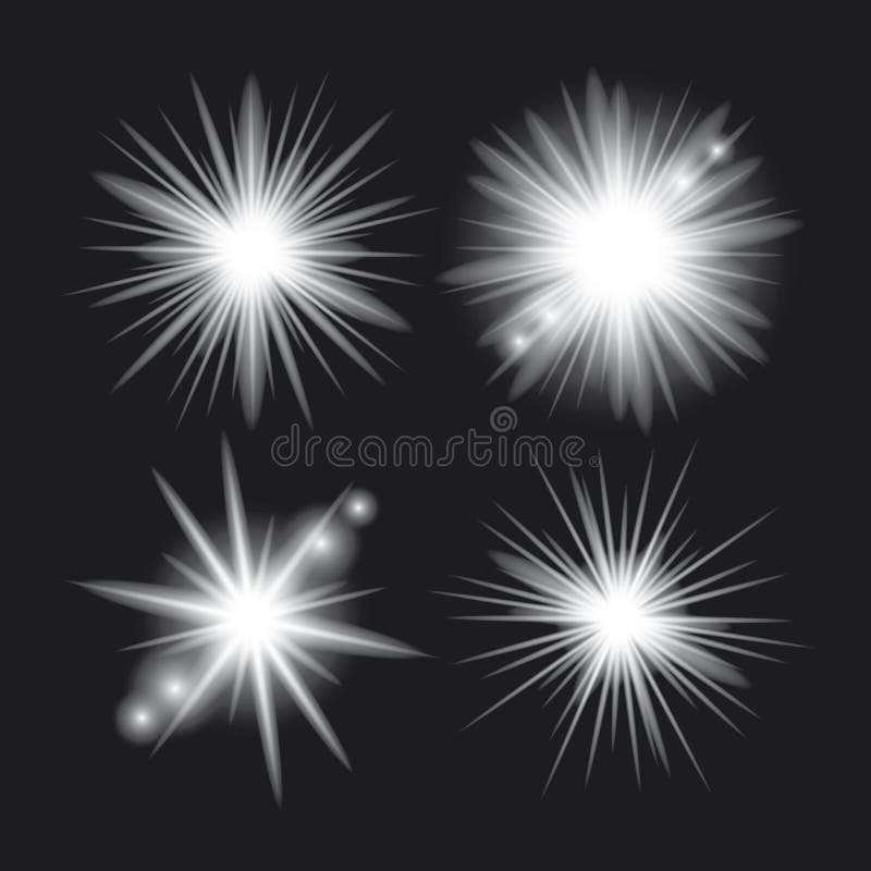 White Light Glow Effect, Light Rays Set. Radiant Flash, Lens Flare, on ...