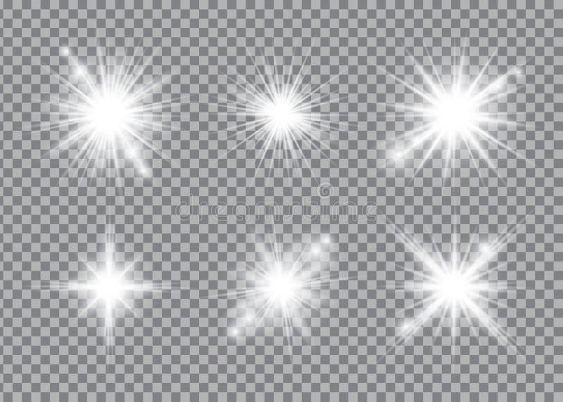 White Light Glow Effect, Light Rays Set. Radiant Flash, Lens Flare ...