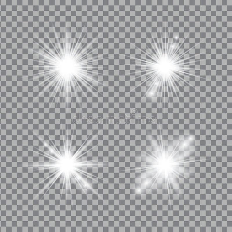 White Light Glow Effect, Light Rays Set. Radiant Flash, Lens Flare ...
