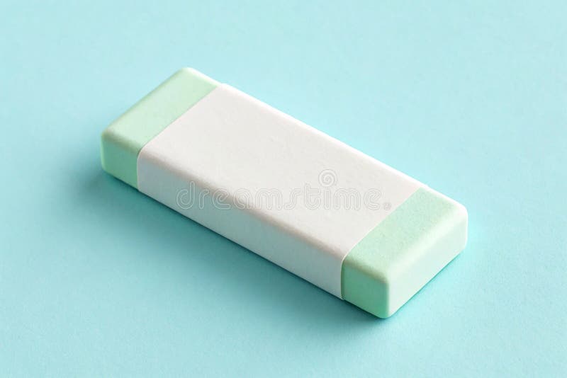 White and Light Green Eraser on Blue Stock Illustration - Illustration ...