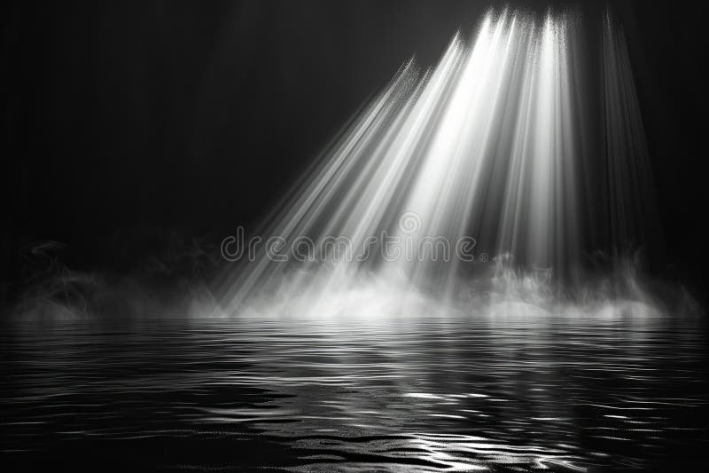 White Light Rays on a Black Background, a Light Effect with a White ...