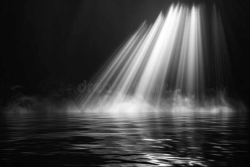 White Light Rays on a Black Background, a Light Effect with a White ...
