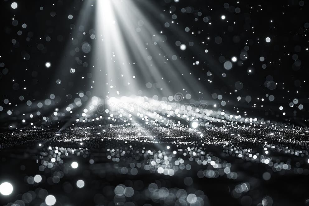 White Light Rays on a Black Background, a Light Effect with a White ...