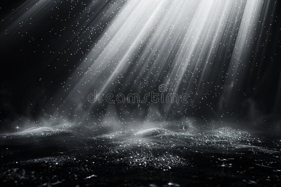 White Light Rays on a Black Background, a Light Effect with a White ...