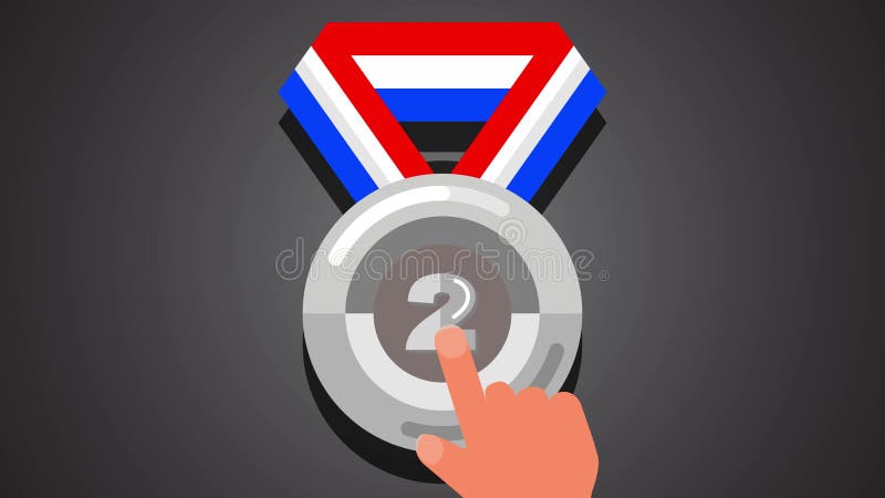 White Light Skinned Finger Pointing and Touching the Gold Medal Over ...