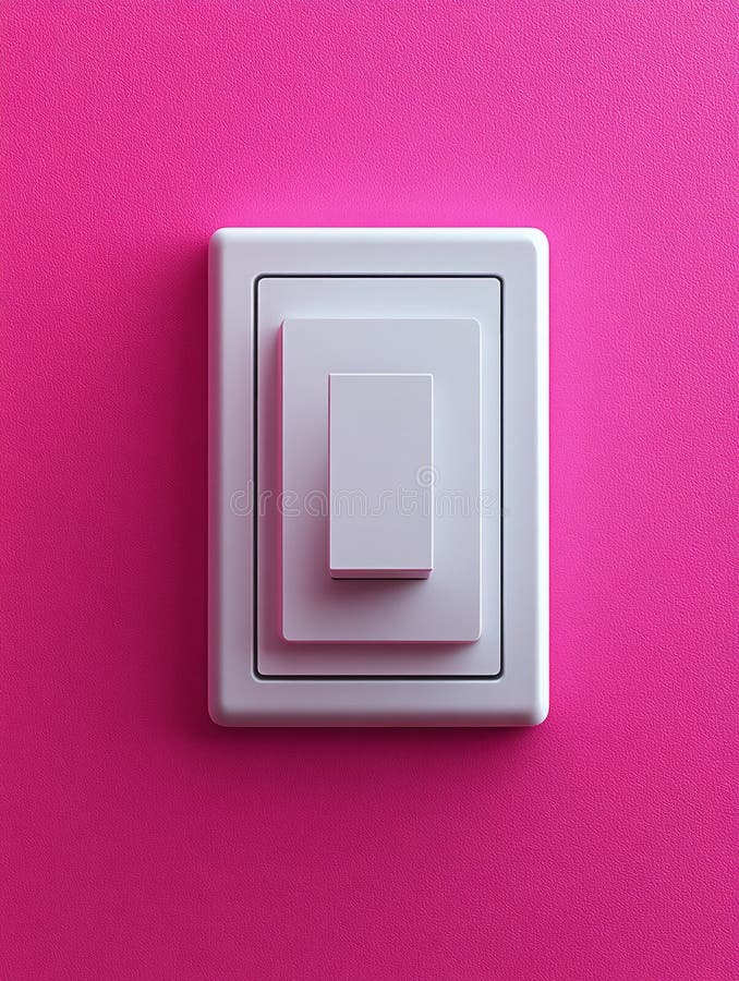 A White Light Switch on a Bright Pink Wall Stock Image - Image of ...