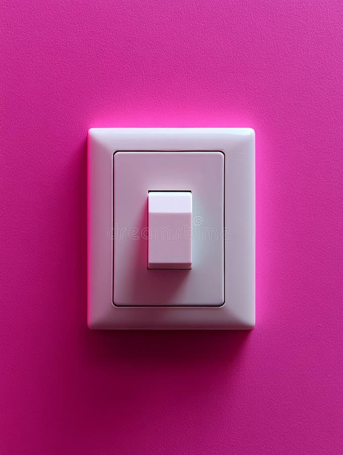 White Light Switch on a Vibrant Pink Wall Stock Photo - Image of toggle ...