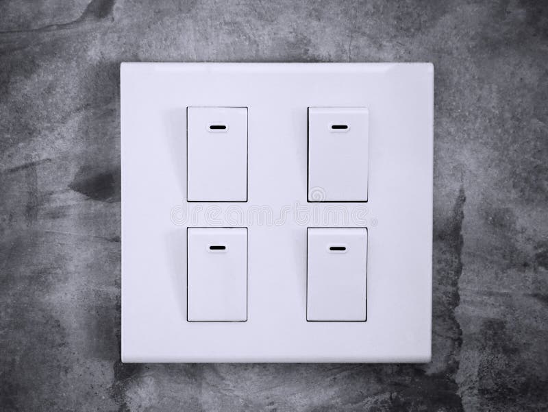 White Light Switch on a Wall, Quad Modern Light Switch on White Wall ...
