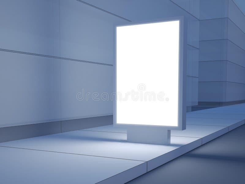 White Lightbox on the Empty Street. Modern Stock Image - Image of ...