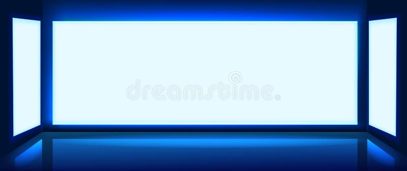 White Lightbox Screen with Neon Light on Wall. Modern Night Backgtound ...