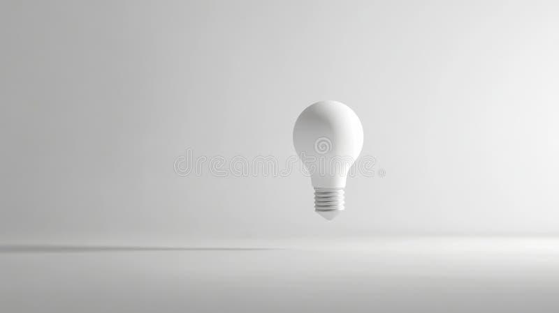 White Lightbulb on White Background Minimalist 3D Render Stock ...