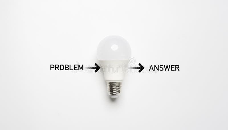 White Lightbulb with Problem and Answer Wording for Creative Thinking ...