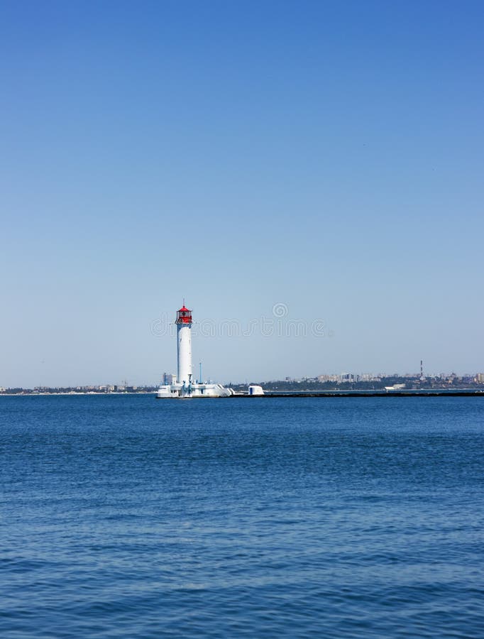 View of the White Lighthouse from Afar Stock Photo - Image of beacon ...