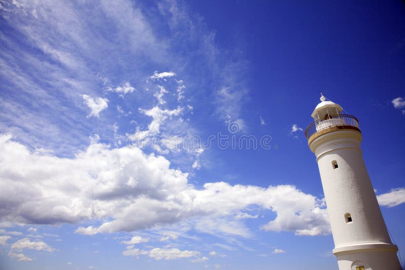 White Lighthouse with Blue Sky Stock Photo - Image of tall, clouds: 7041766