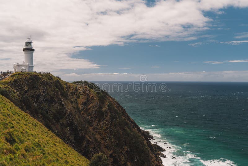 White Lighthouse at the Coast of Byron Bay Stock Image - Image of ...