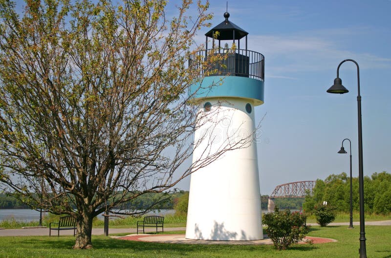 Short Lighthouse on River stock photo. Image of park - 154987776