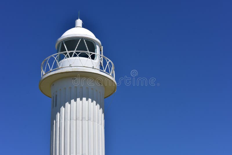 White lighthouse top stock image. Image of visibility - 91754555