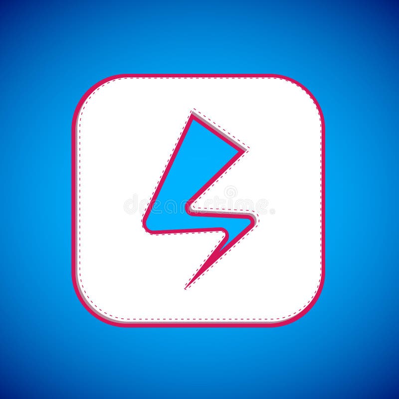 White Lightning Bolt Icon Isolated on Blue Background. Flash Sign ...