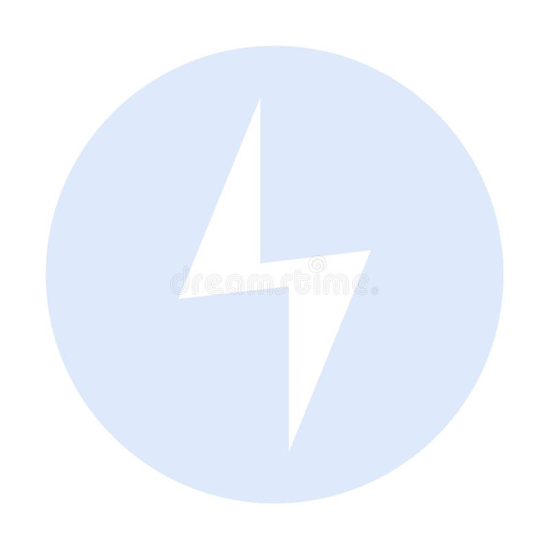 White Lightning Bolt on Light Blue Circle Background, Minimalist Flat ...