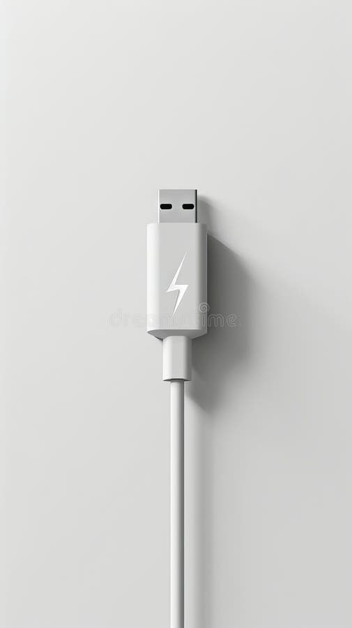A White Lightning Cable with a Lightning Logo Stock Image - Image of ...