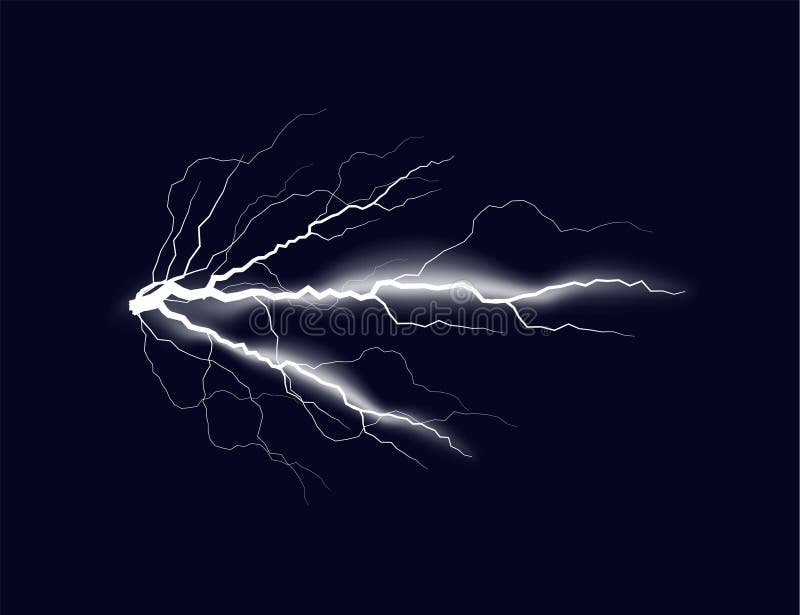 White Lightning and Horizontal Thunderbolt, Vector Realistic Natural ...