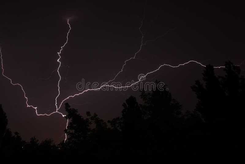 White Lightning during Summer Storm Stock Photo - Image of power ...