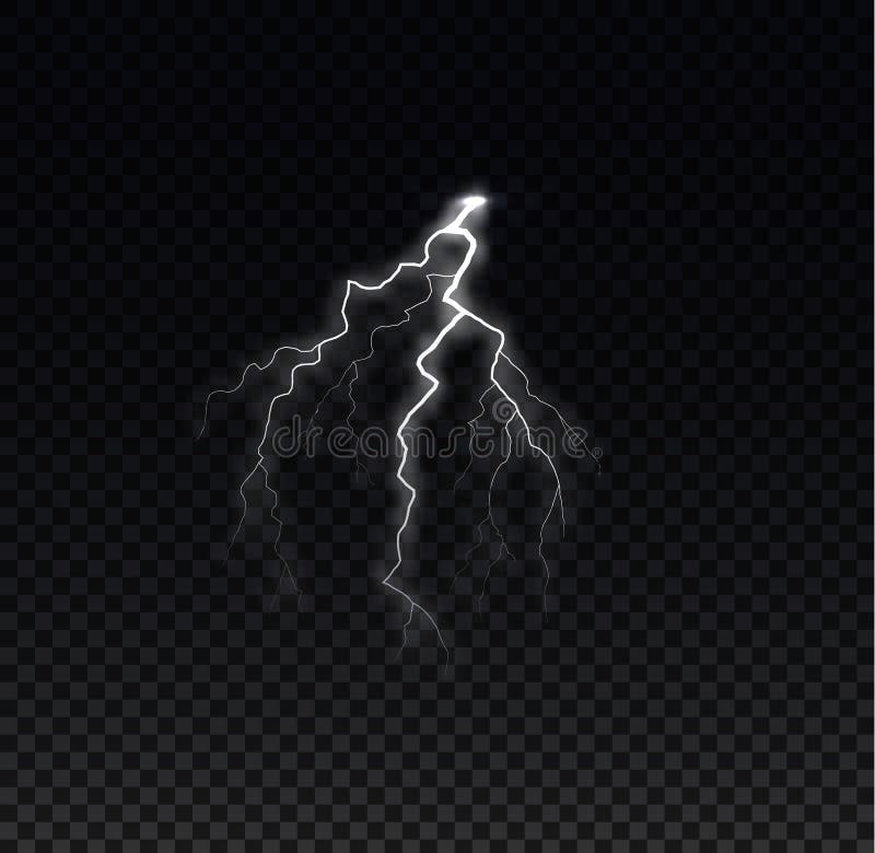 White Lightning and Thunderbolt, Vector Realistic Glowing Meteorology ...