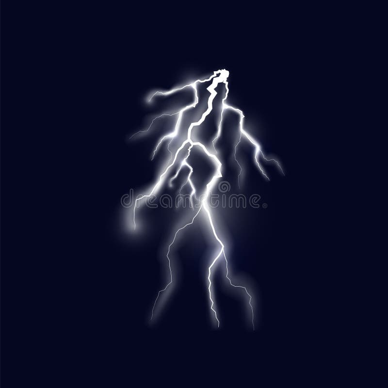 White Lightning and Thunderbolt, Vector Realistic Natural Strength or ...