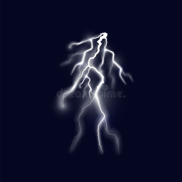 White Lightning and Thunderbolt, Vector Realistic Natural Strength or ...