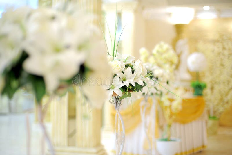 White Lilies stock image. Image of bouquet, dining, restaurant - 30499639