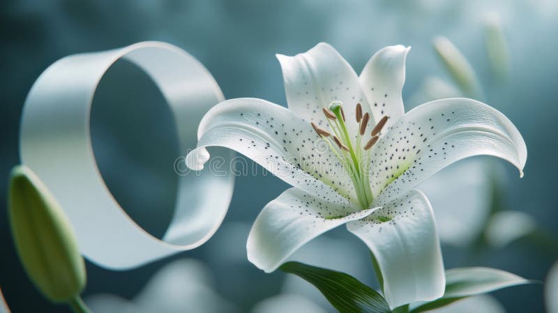 White Lily Flower with Abstract Background Design Stock Illustration ...