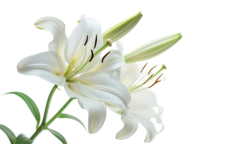 White Lily Flower Isolated on White Background with Clipping Path ...