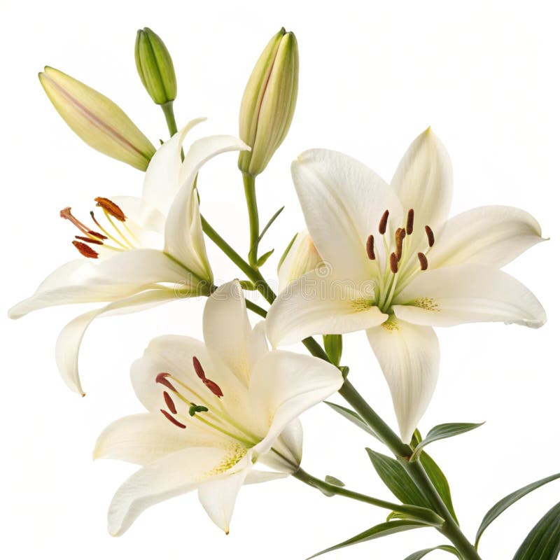 White Lily Flowers Isolated on Transparent Background Stock ...