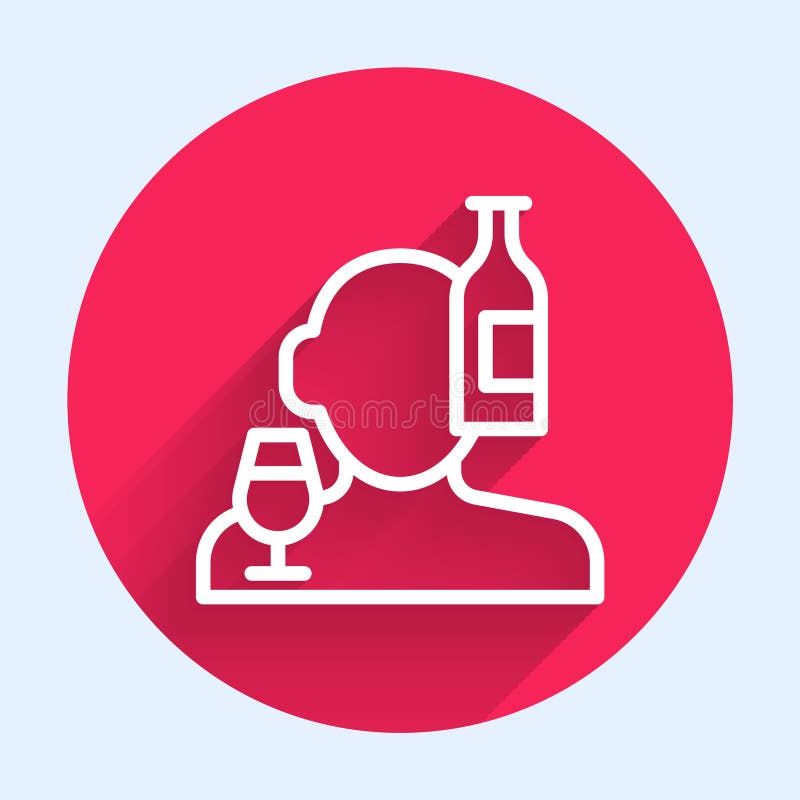 White Line Alcoholism, or Alcohol Use Disorder Icon Isolated with Long ...