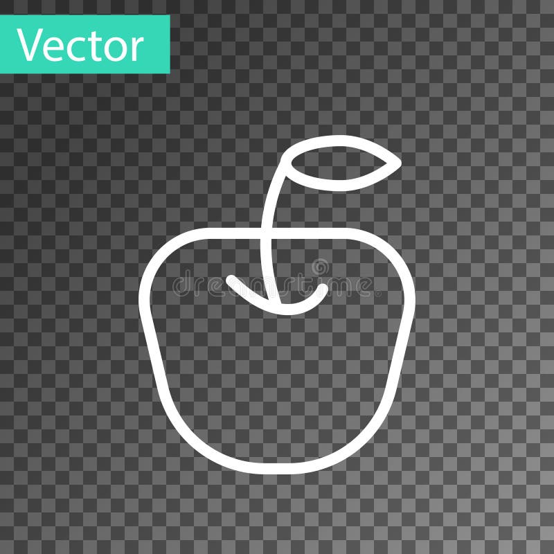 White Line Apple Icon Isolated on Transparent Background. Fruit with ...