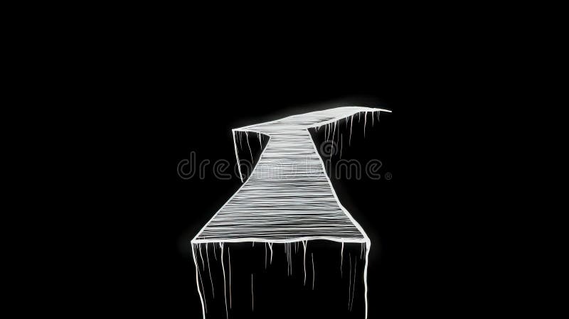 Glowing Bridge Connecting Two Cliffs in a Dark Abyss Stock Illustration ...