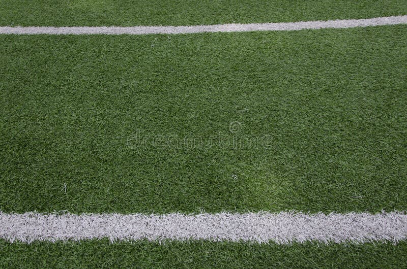 White Line As Running Lane on the Green Grass Stock Photo - Image of ...