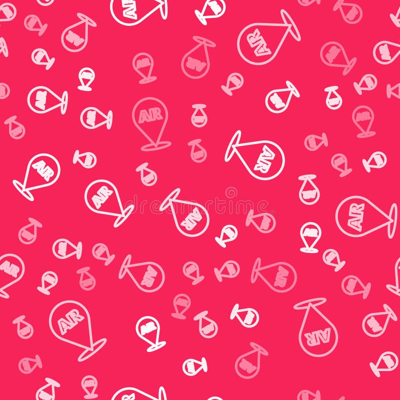 White Line Augmented Reality AR Icon Isolated Seamless Pattern on Red ...