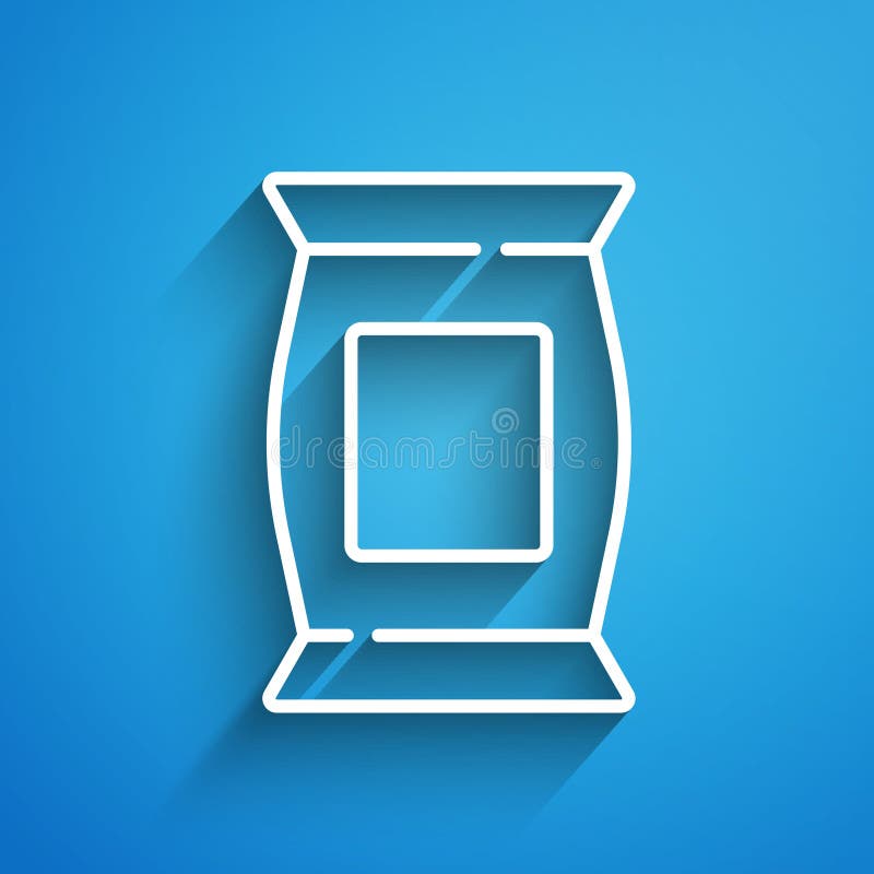 White Line Bag or Packet Potato Chips Icon Isolated on Blue Background ...