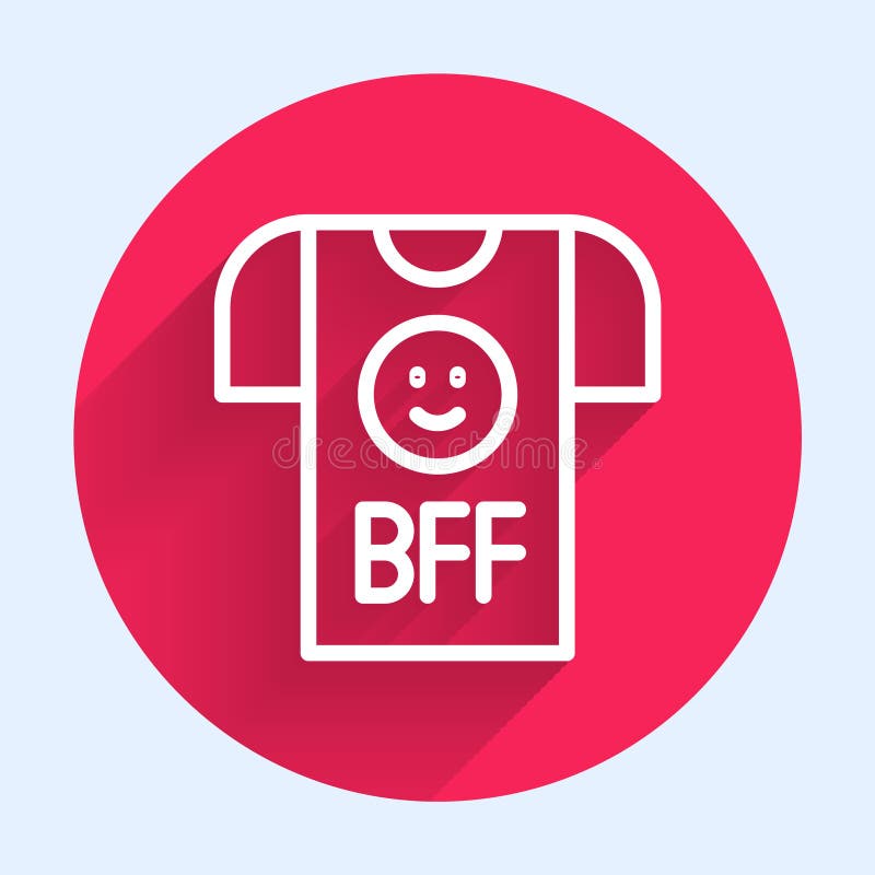White Line BFF or Best Friends Forever Icon Isolated with Long Shadow ...