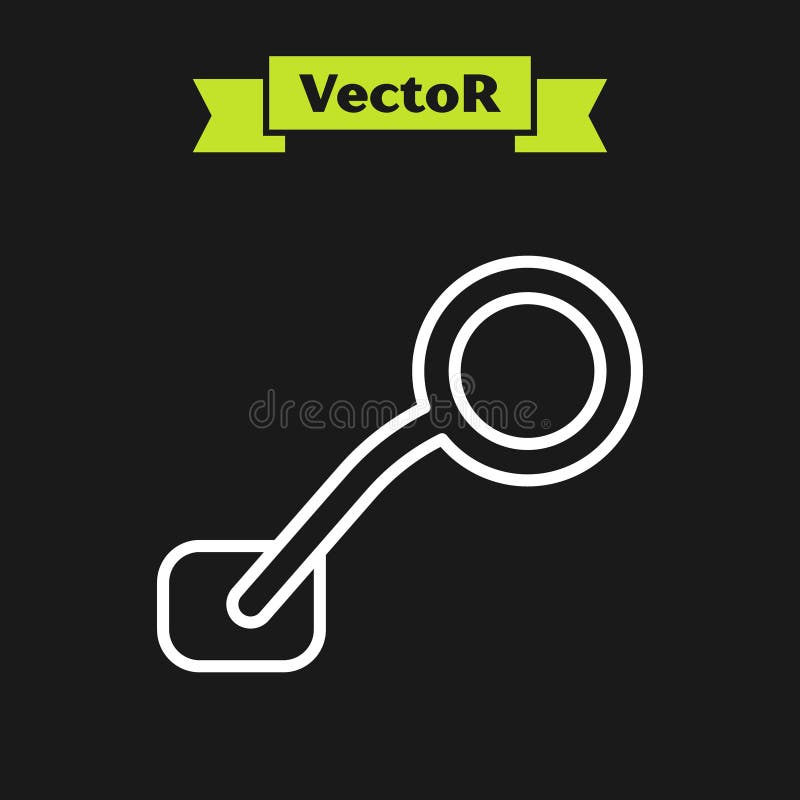 White Line Bicycle Rear View Mirror Icon Isolated on Black Background ...