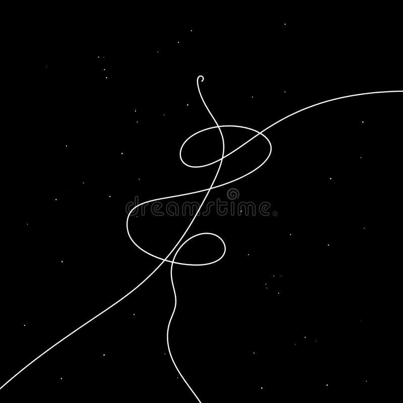 A White Line on a Black Background with Curves Like a Thread. Stock ...