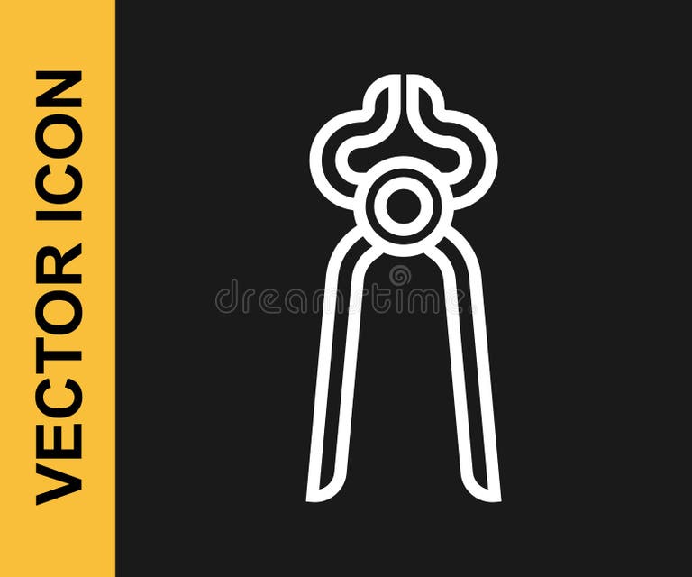 White Line Blacksmith Pliers Tool Icon Isolated on Black Background ...
