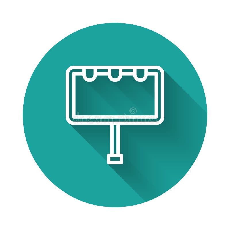 White Line Blank Big Billboard with Lights Icon Isolated with Long ...