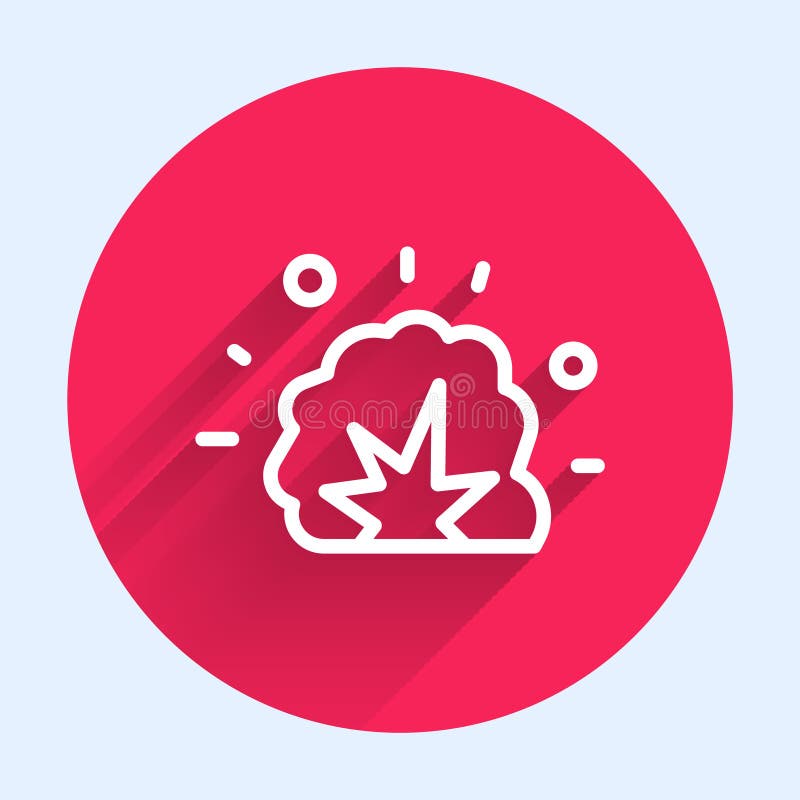 White Line Bomb Explosion with Shrapnel and Fireball Icon Isolated with ...