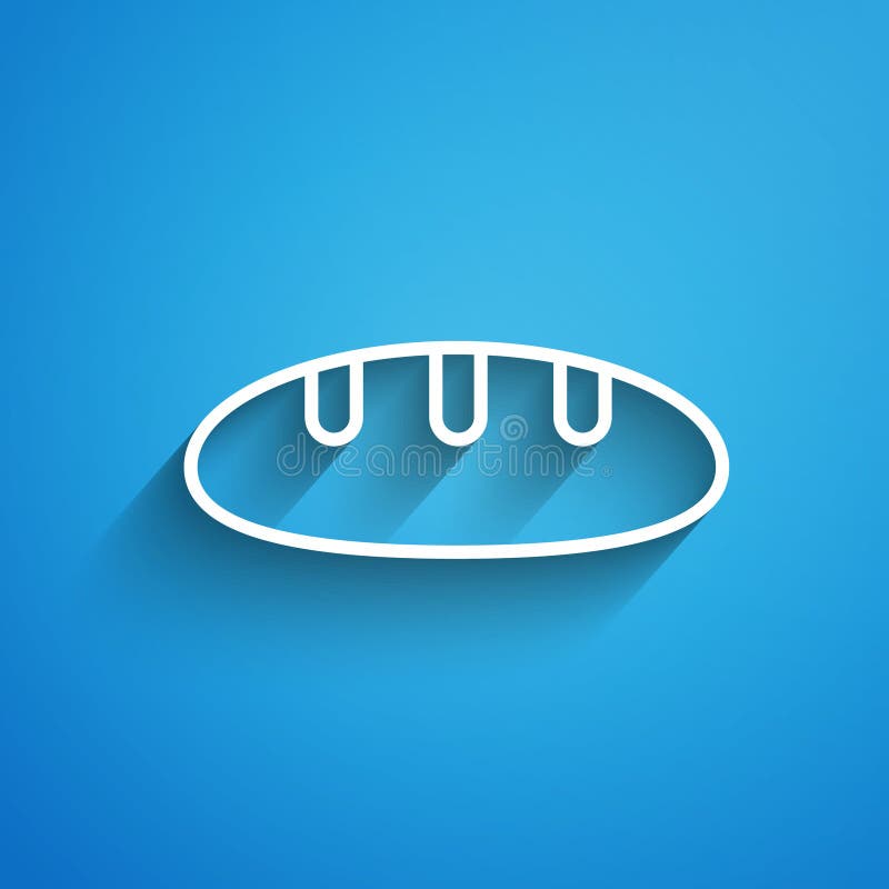 White Line Bread Loaf Icon Isolated on Blue Background. Long Shadow ...