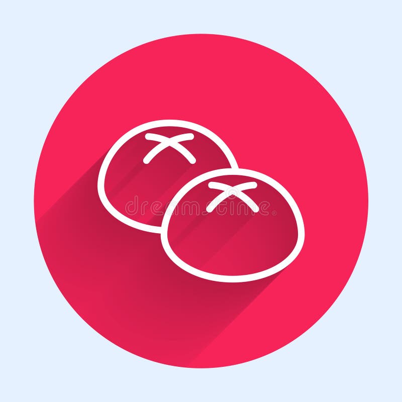 White Line Bread Loaf Icon Isolated with Long Shadow Background. Red ...